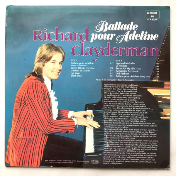 Richard Clayderman - Ballade Pour Adeline - LP Vinyl PH