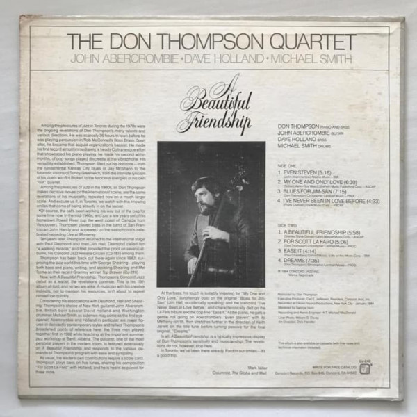 Don Thompson Quartet, The - A Beautiful Friendship - LP Vinyl PH