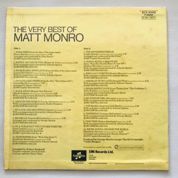 Matt Monro - The Very Best Of Matt Monro - LP Vinyl Piringan Hitam PH