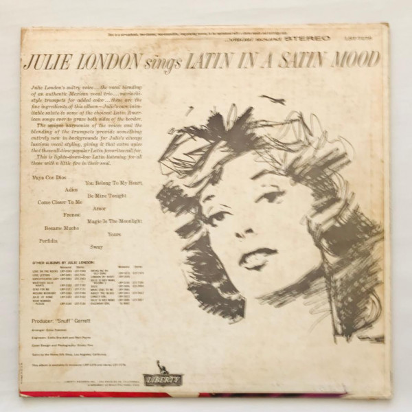 Julie London Sings Latin In A Satin Mood - LP Vinyl PH