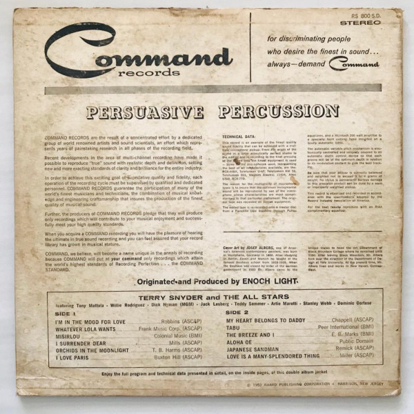 Terry Snyder And The All Stars - Persuasive Percussion - LP Vinyl PH